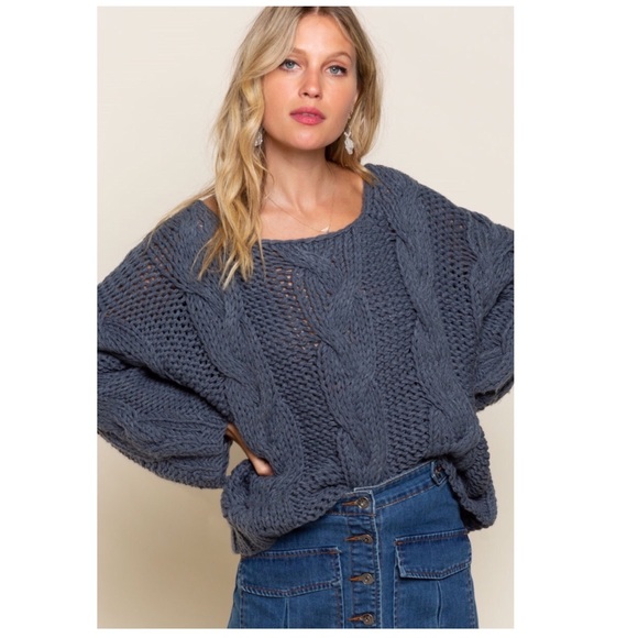POL | Sweaters | Pol Soft Handmade Knit Sweater In Blue Grey | Poshmark